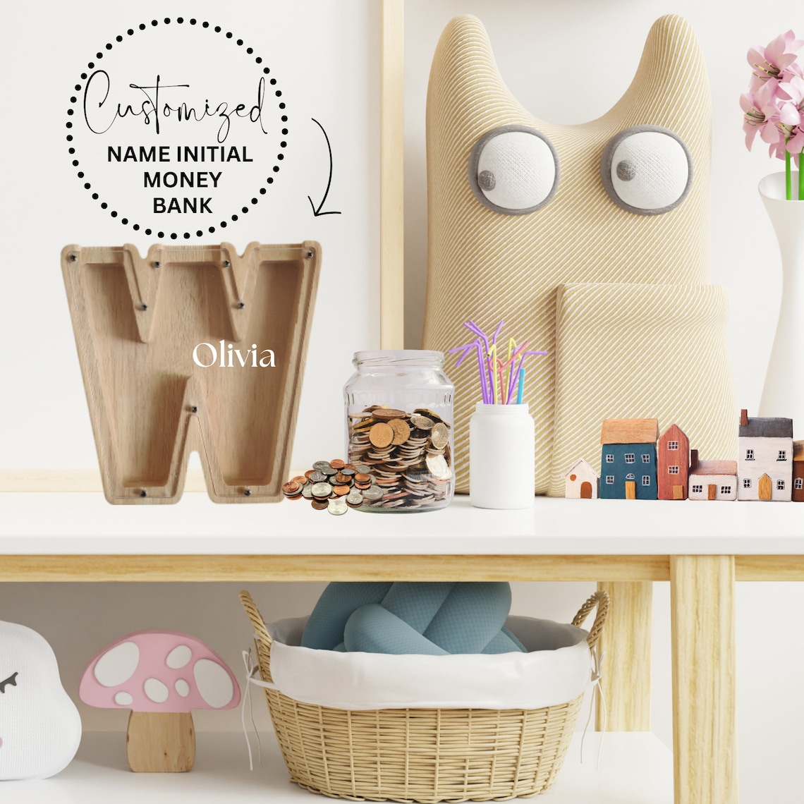 Personalized Wooden Letter Piggy Bank Alphabet Letter - Etsy