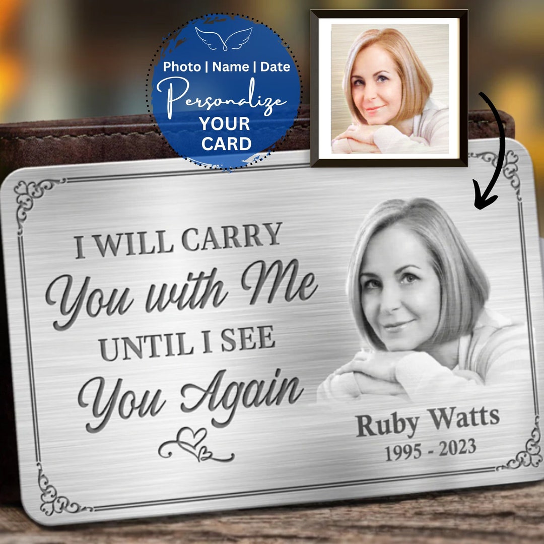Custom Memorial Aluminum Wallet Insert Card,blackwhite Stencil Style ...