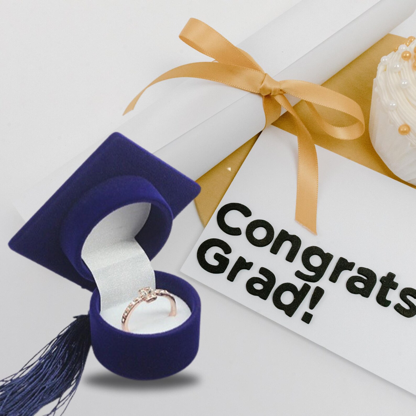 Graduation Cap Ring Box Mortarboard Jewelry Storage Case Display Gift ...