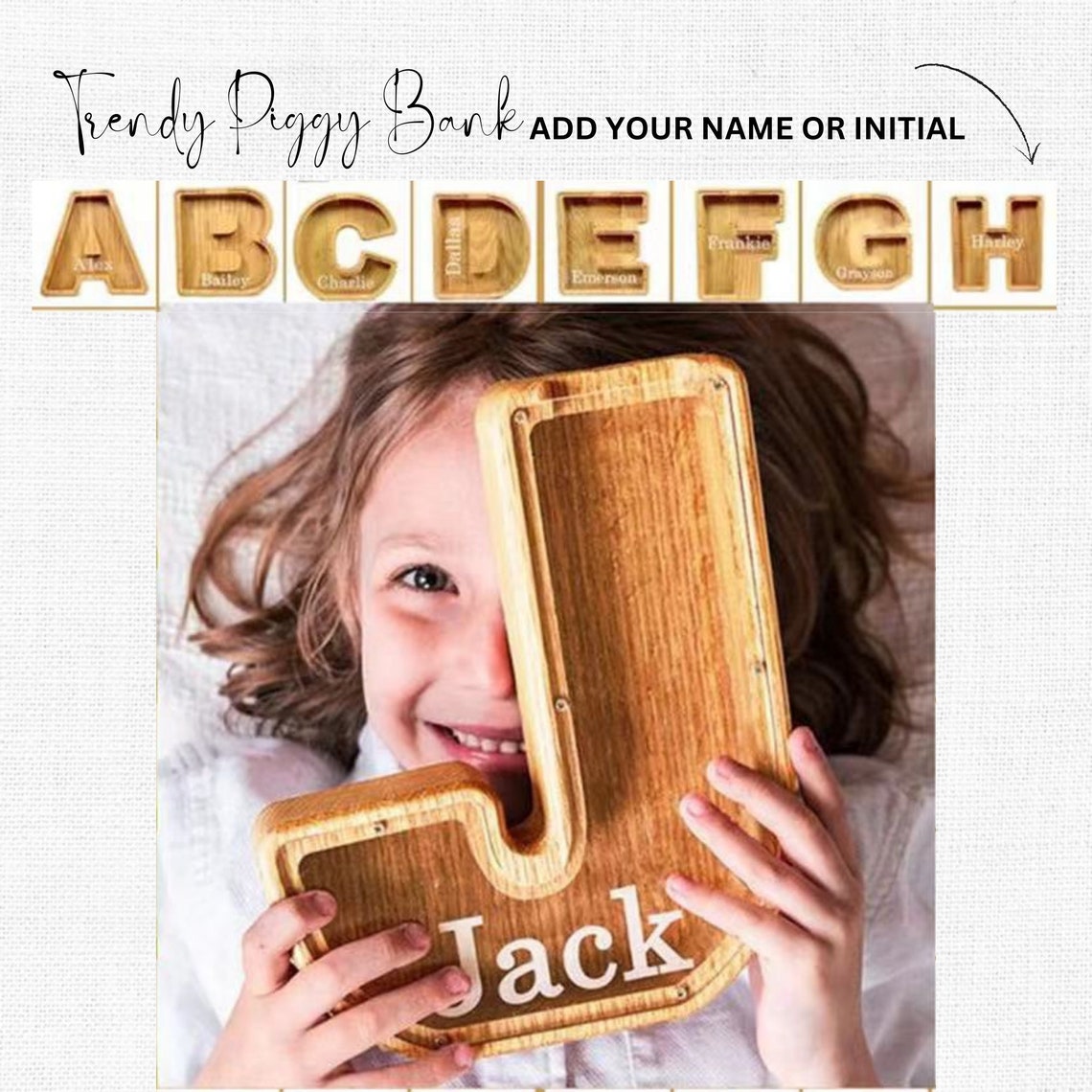 Personalized Wooden Letter Piggy Bank Alphabet Letter - Etsy