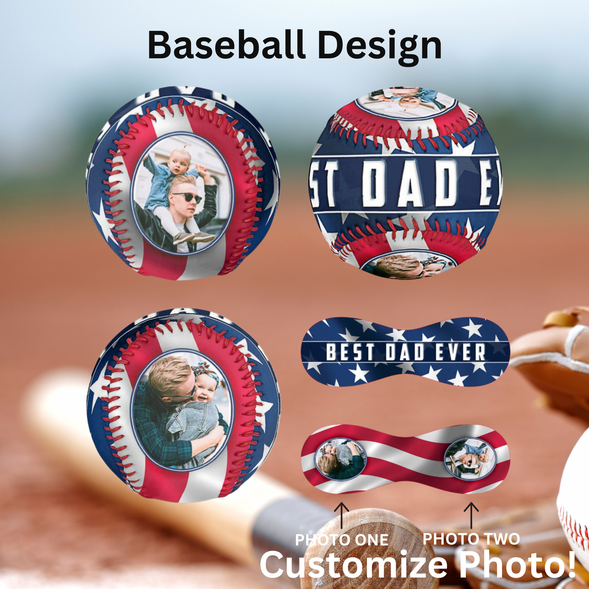 Personalized Photo Baseball Gift, Dad Baseball Lovers