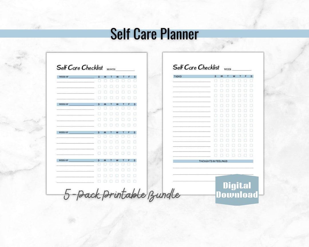 Daily Self Checklist, Digital Checklist, Printable Checklist, Portrait ...