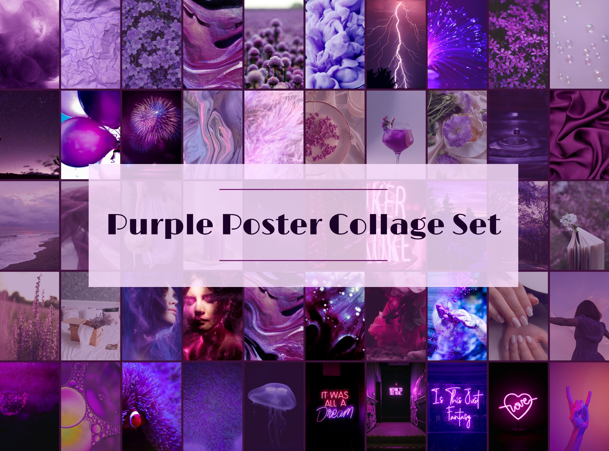 Purple Aesthetic Wall Collage Kit Purple Core Wall Photo Etsy