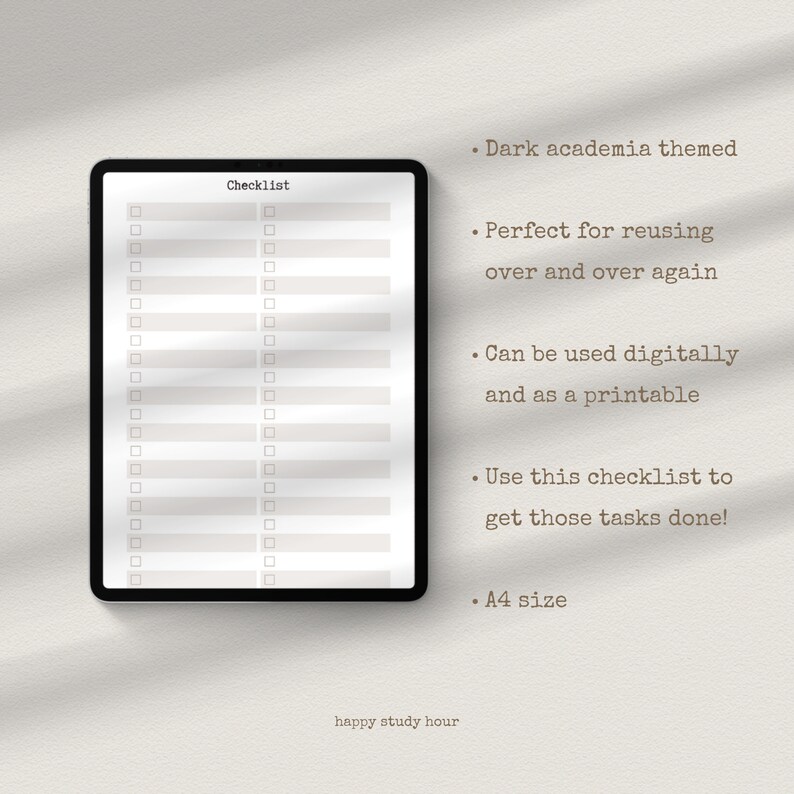 Simple Checklist Layout Printable Vertical Checklist Insert Goodnotes ...