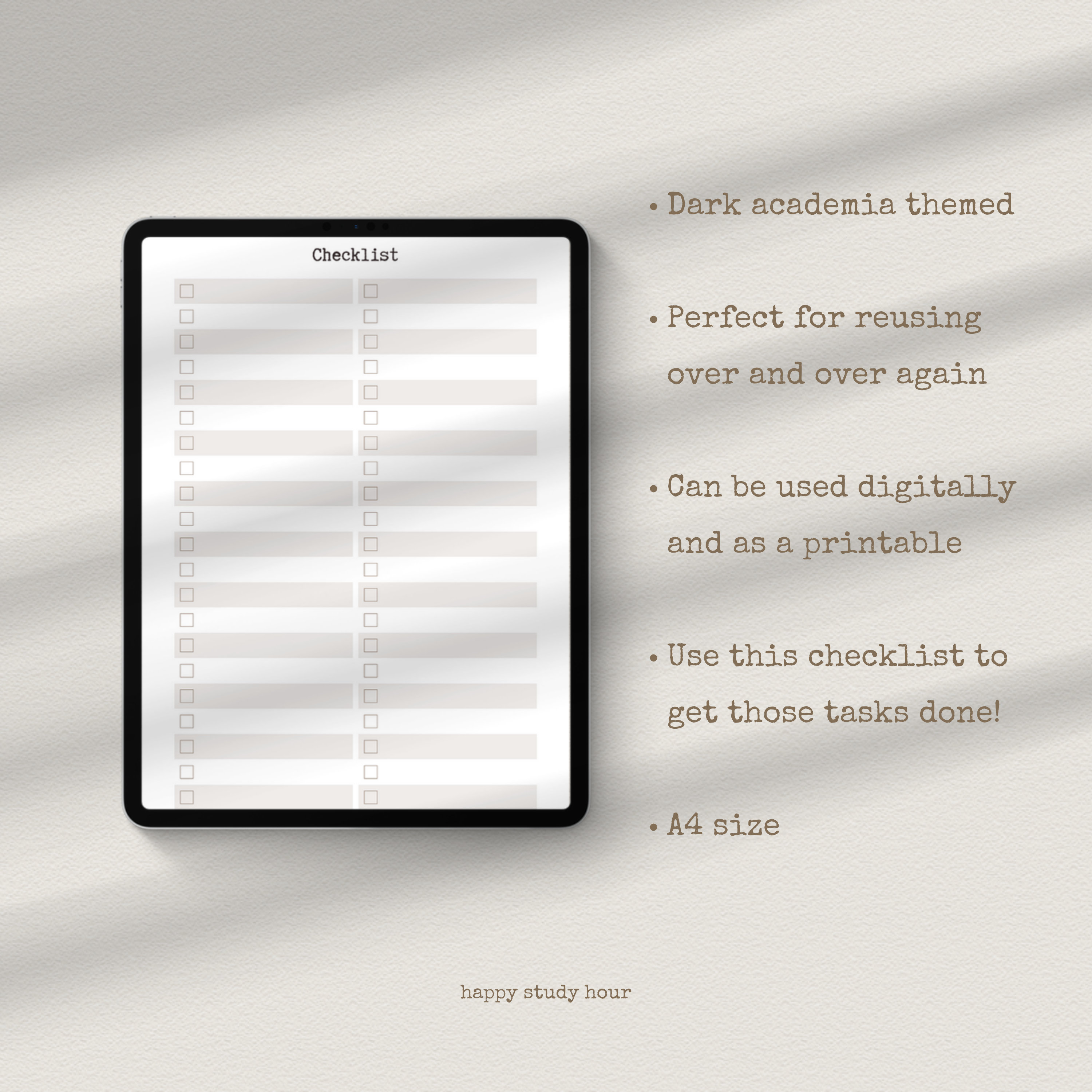 Simple Checklist Layout Printable Vertical Checklist Insert Goodnotes ...