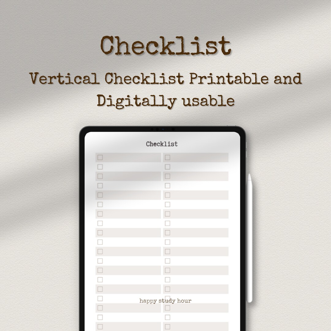 Simple Checklist Layout Printable Vertical Checklist Insert Goodnotes ...