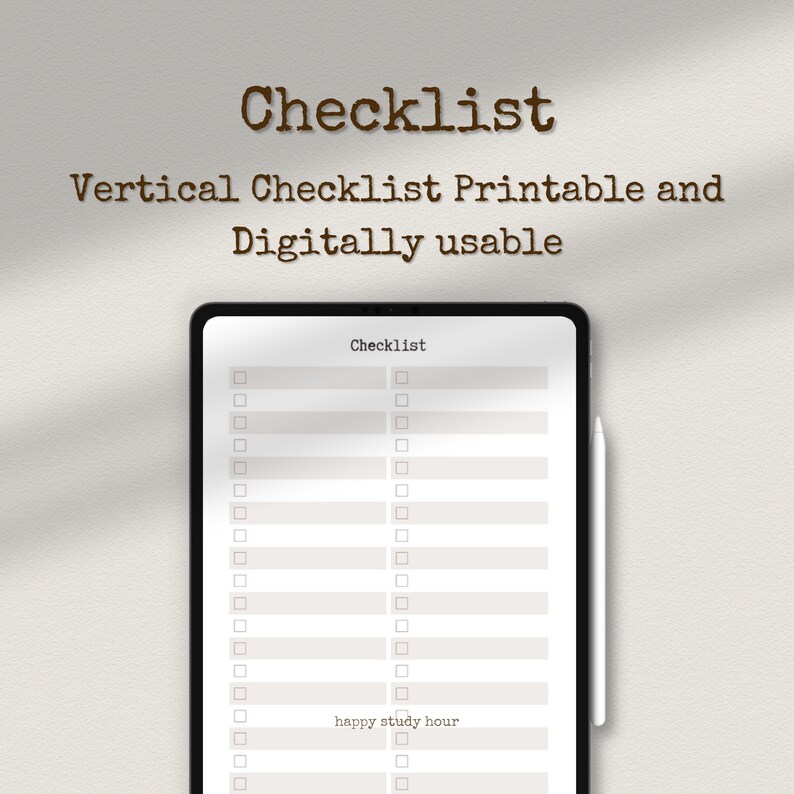 Simple Checklist Layout Printable Vertical Checklist Insert Goodnotes ...