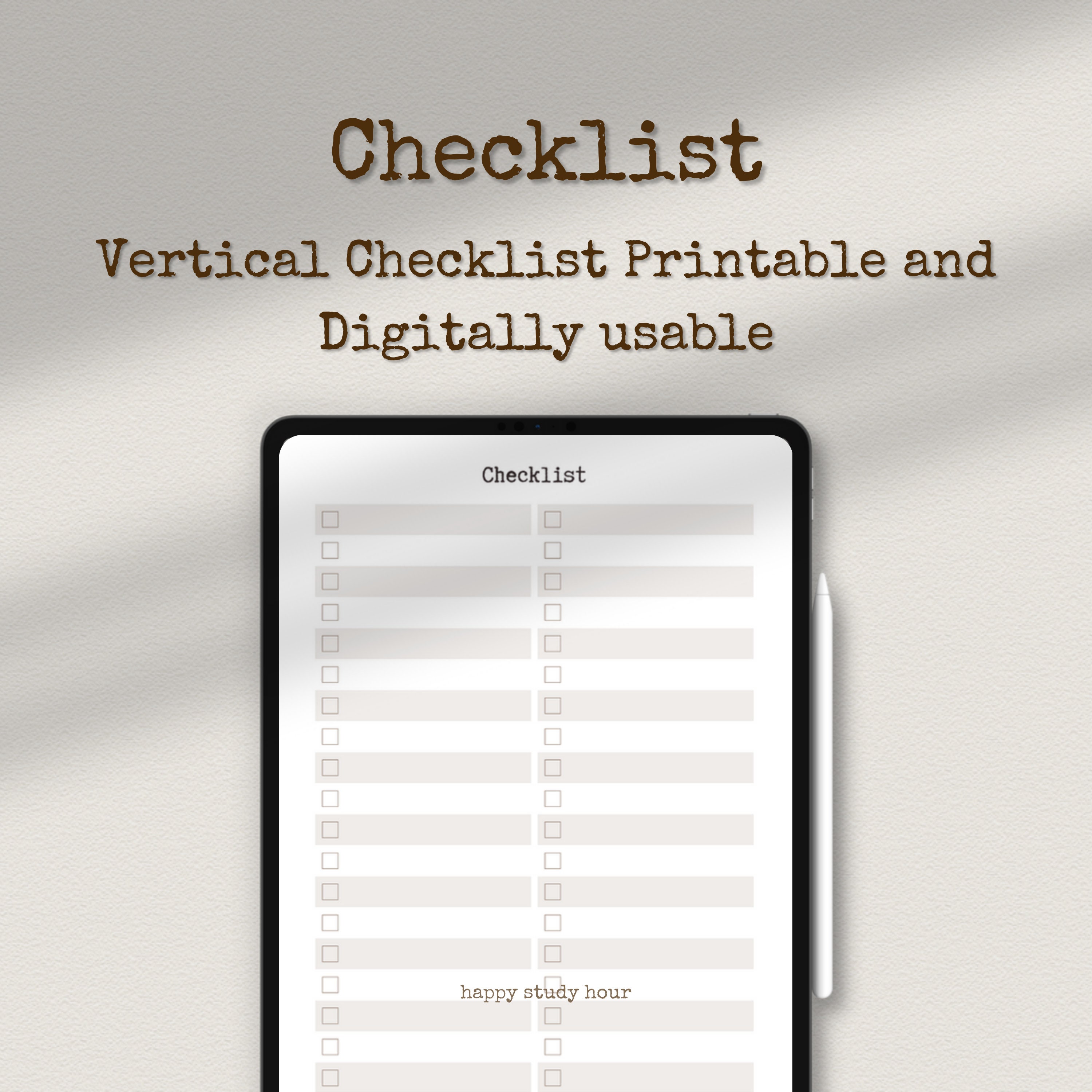 Simple Checklist Layout Printable Vertical Checklist Insert Goodnotes ...