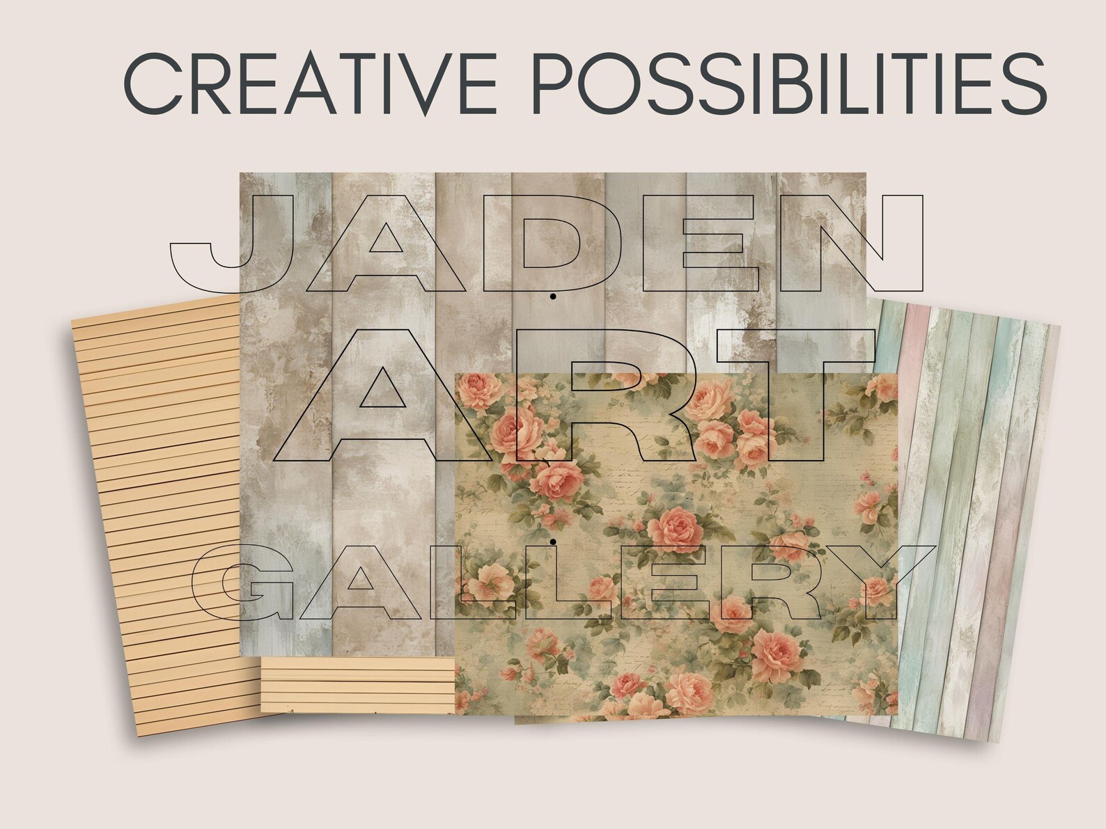 Vintage Neutral Texture Scrapbook Paper: Printable Digital Backgrounds ...