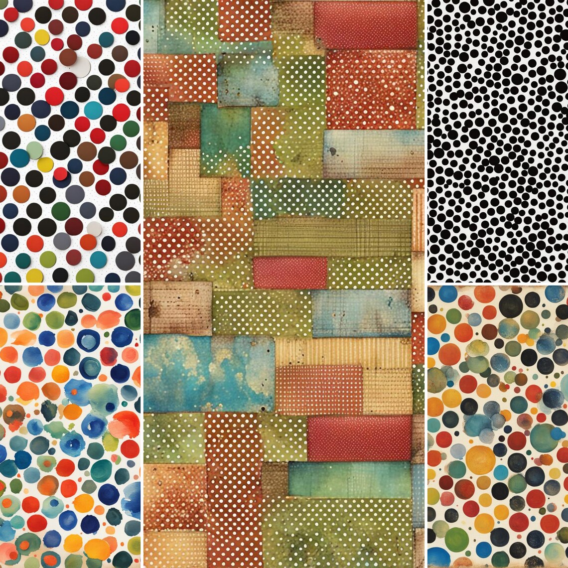 17 Printable Scrapbook Sheets Polka Dot Art Journal Page Crafting Paper ...