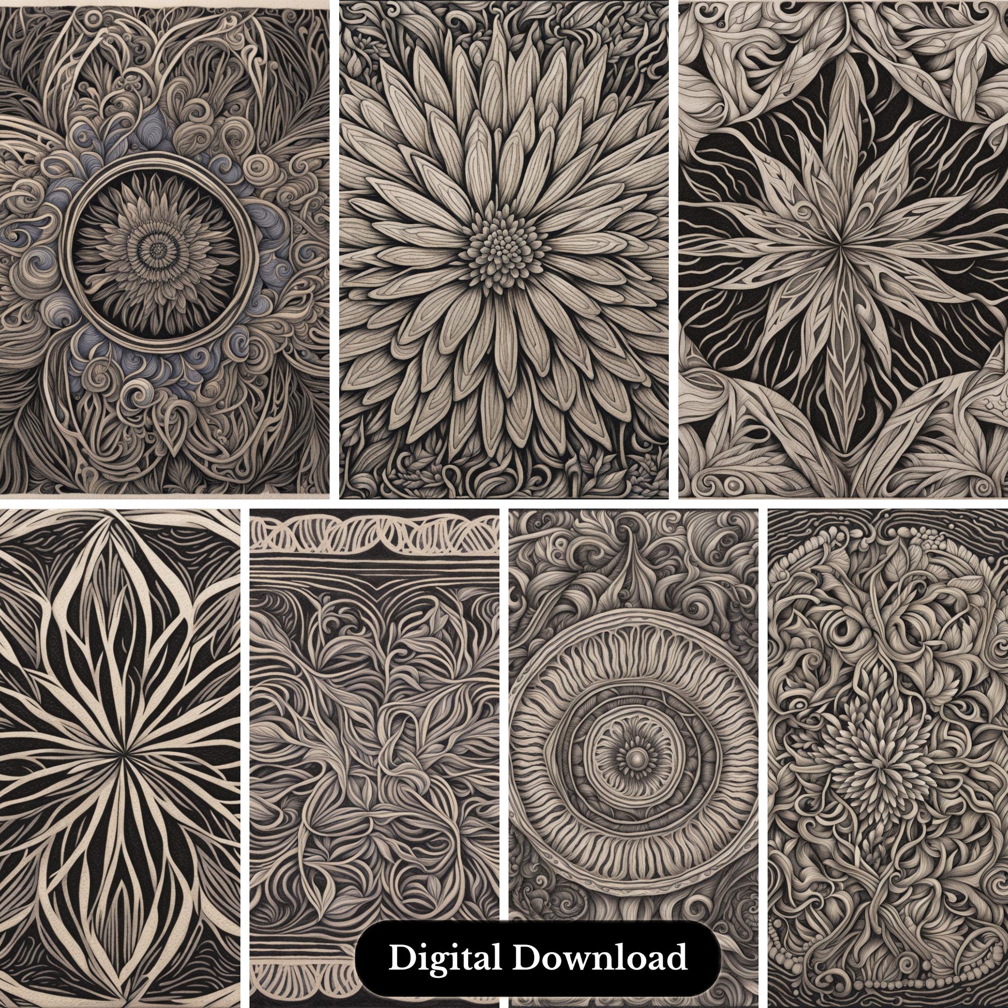 15 Download and Print Pictures Linocut Pattern Black Tan Living Room ...