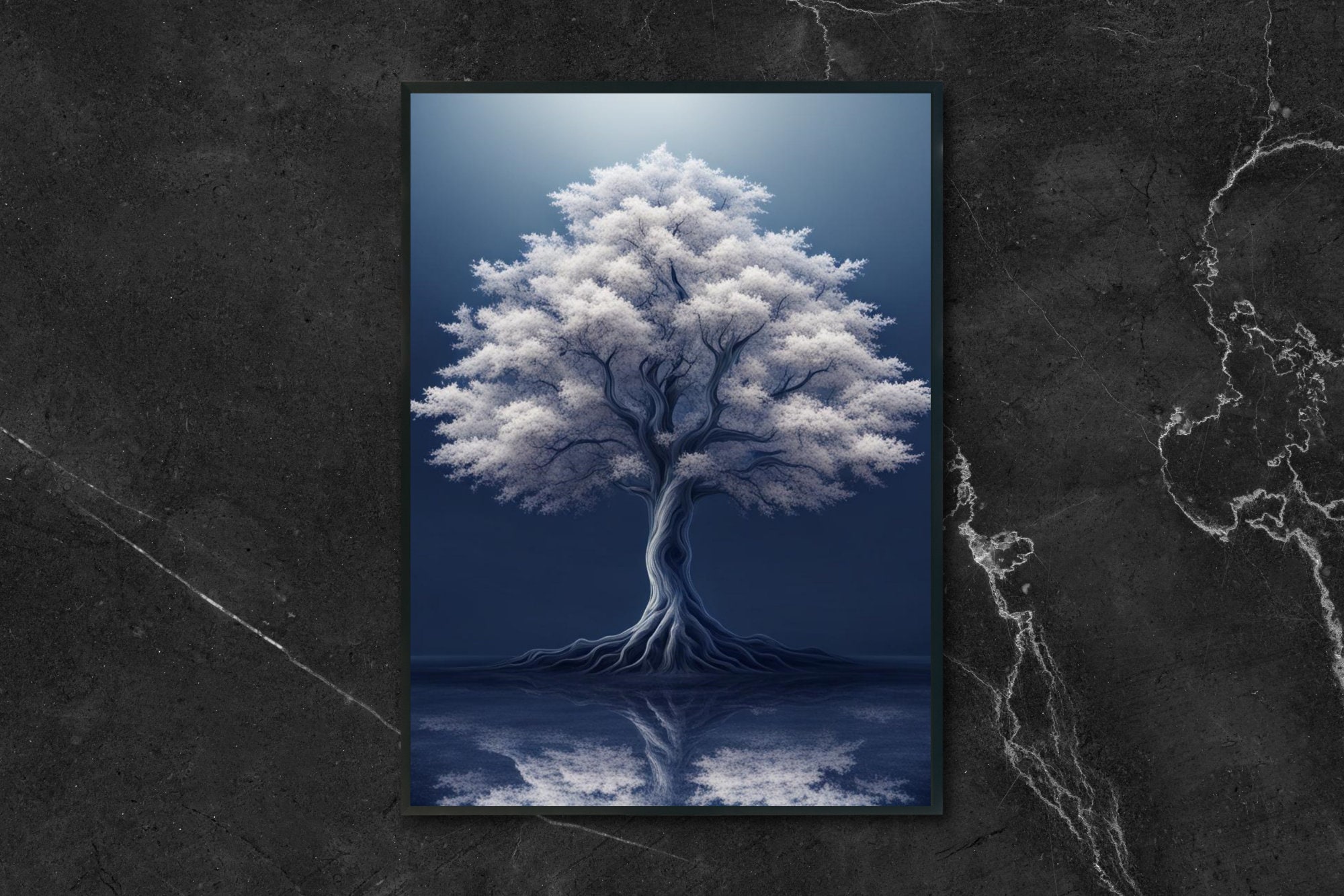 Poster Modern White Tree Wall Art Living Room Decor Office Lobby Wall ...