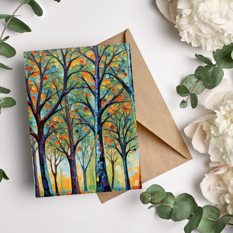 13 Printable Scrapbook Sheet Colorful Trees Decorative Craft Paper Junk ...
