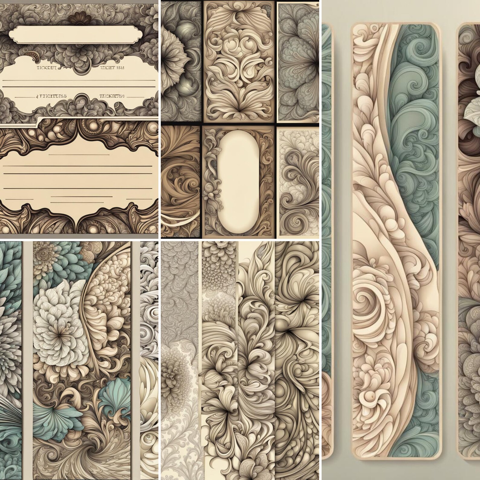 17 Printable Scrapbook Sheets Bookmarks Paper Craft Junk Journal Pages ...