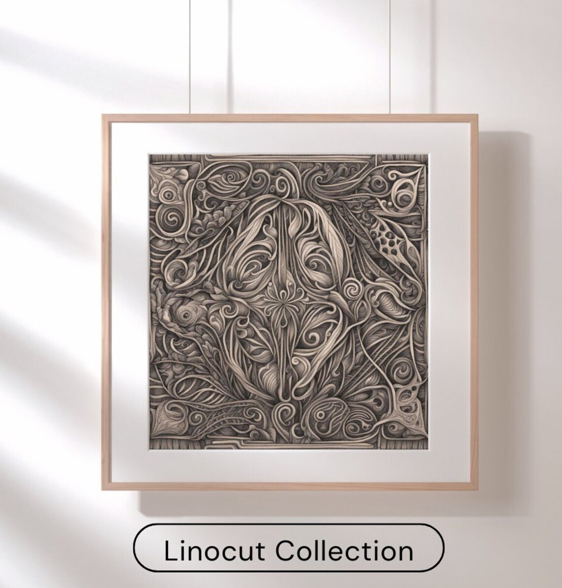 15 Download and Print Pictures Linocut Pattern Black Tan Living Room ...