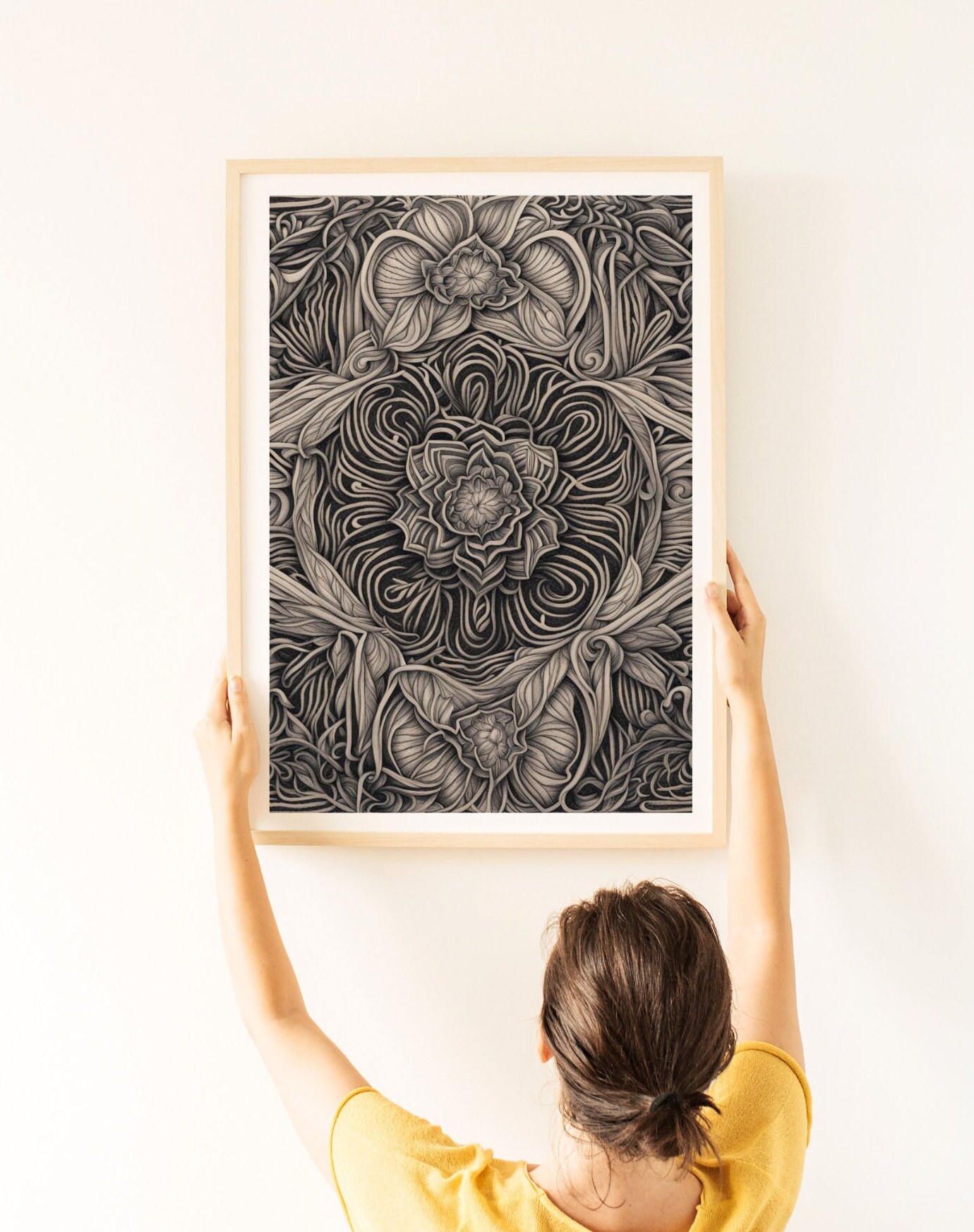 15 Download and Print Pictures Linocut Pattern Black Tan Living Room ...