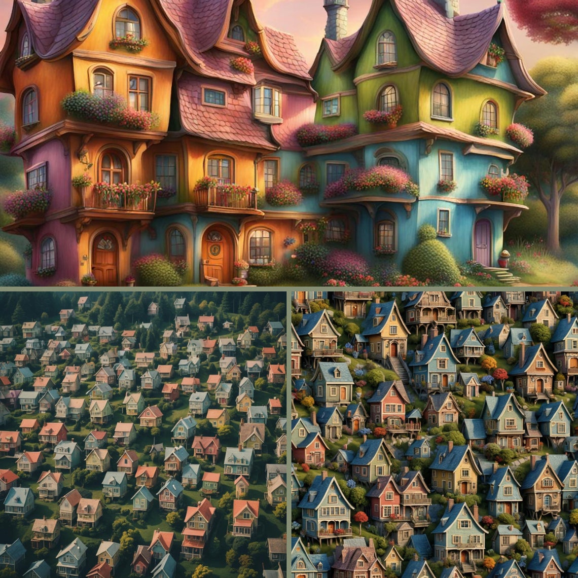 Printable Scrapbook Sheets Whimsical Houses Victorian Junk Journal ...