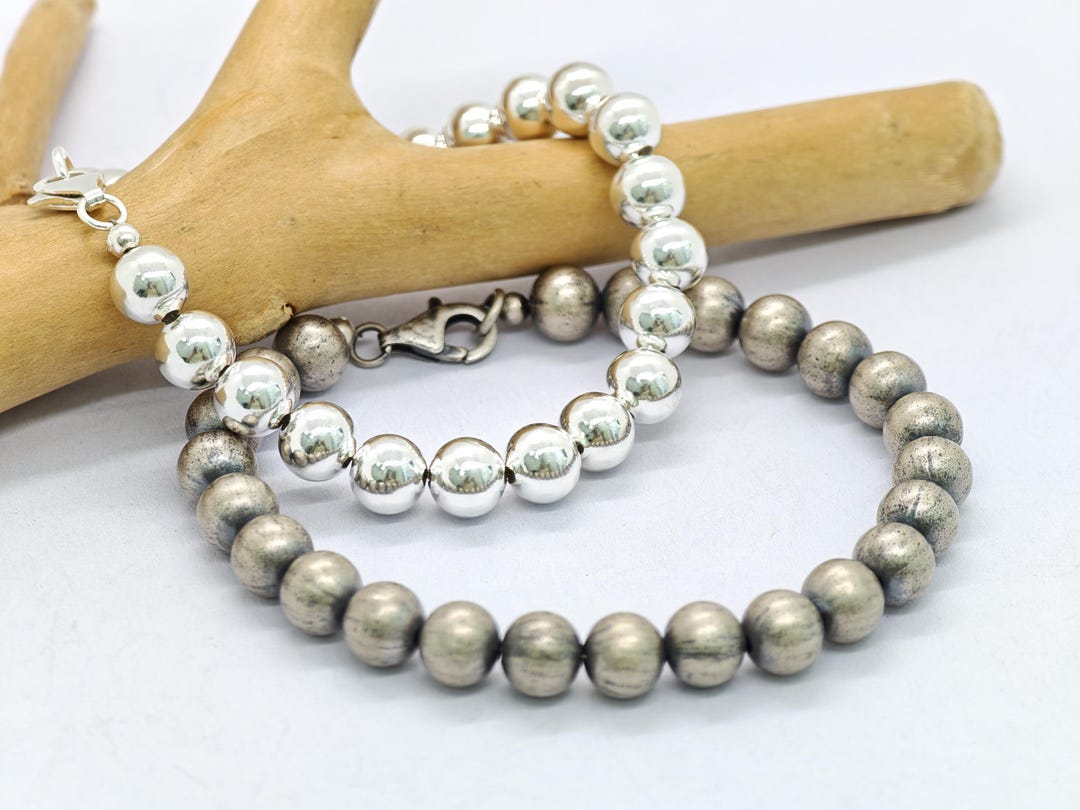 Silver Ball Chain Bracelet 925 Sterling Silver Navajo Pearls - Etsy