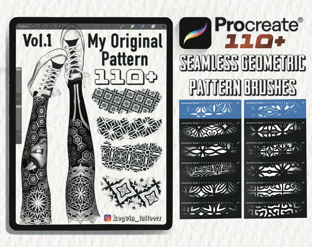 110+ Seamless Geometric Brushes. Procreate Pattern / Sacred Geometry Digital Patterns, Pattern ...