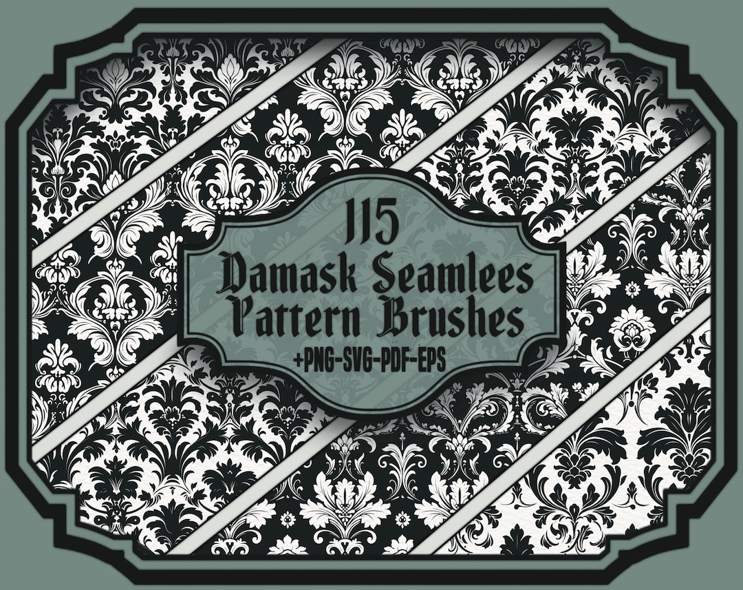 100 Damask Seamless Brushes Png-svg-pdf-eps Files / Procreate Brushes / Seamless Patterns - Etsy
