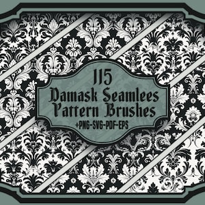100 Damask Seamless Brushes Png-svg-pdf-eps Files / Procreate Brushes / Seamless Patterns - Etsy