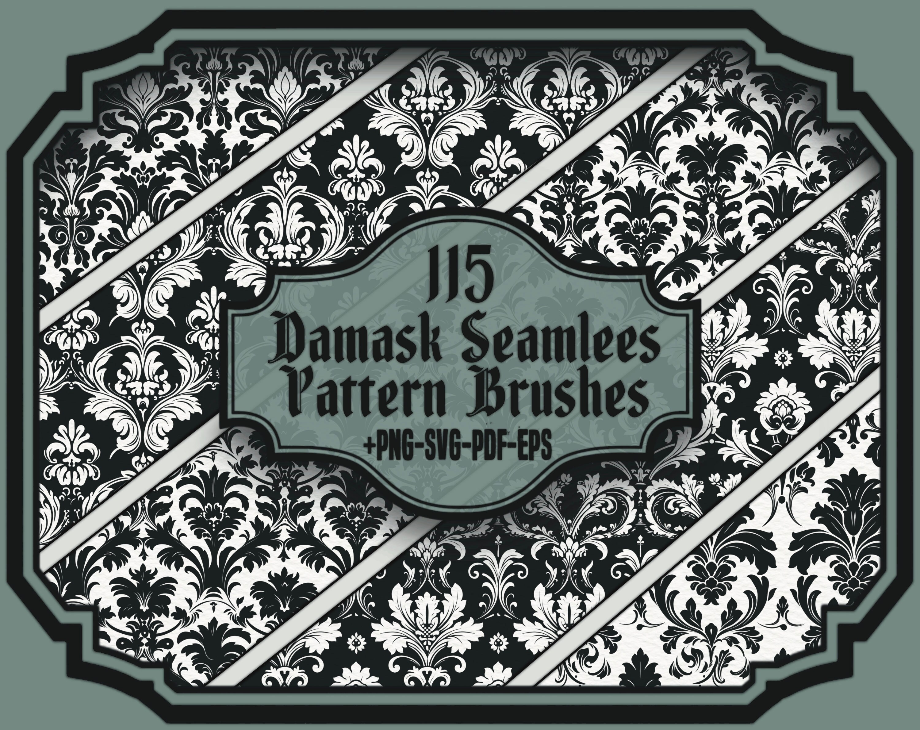 100 Damask Seamless Brushes Png-svg-pdf-eps Files / Procreate Brushes / Seamless Patterns - Etsy
