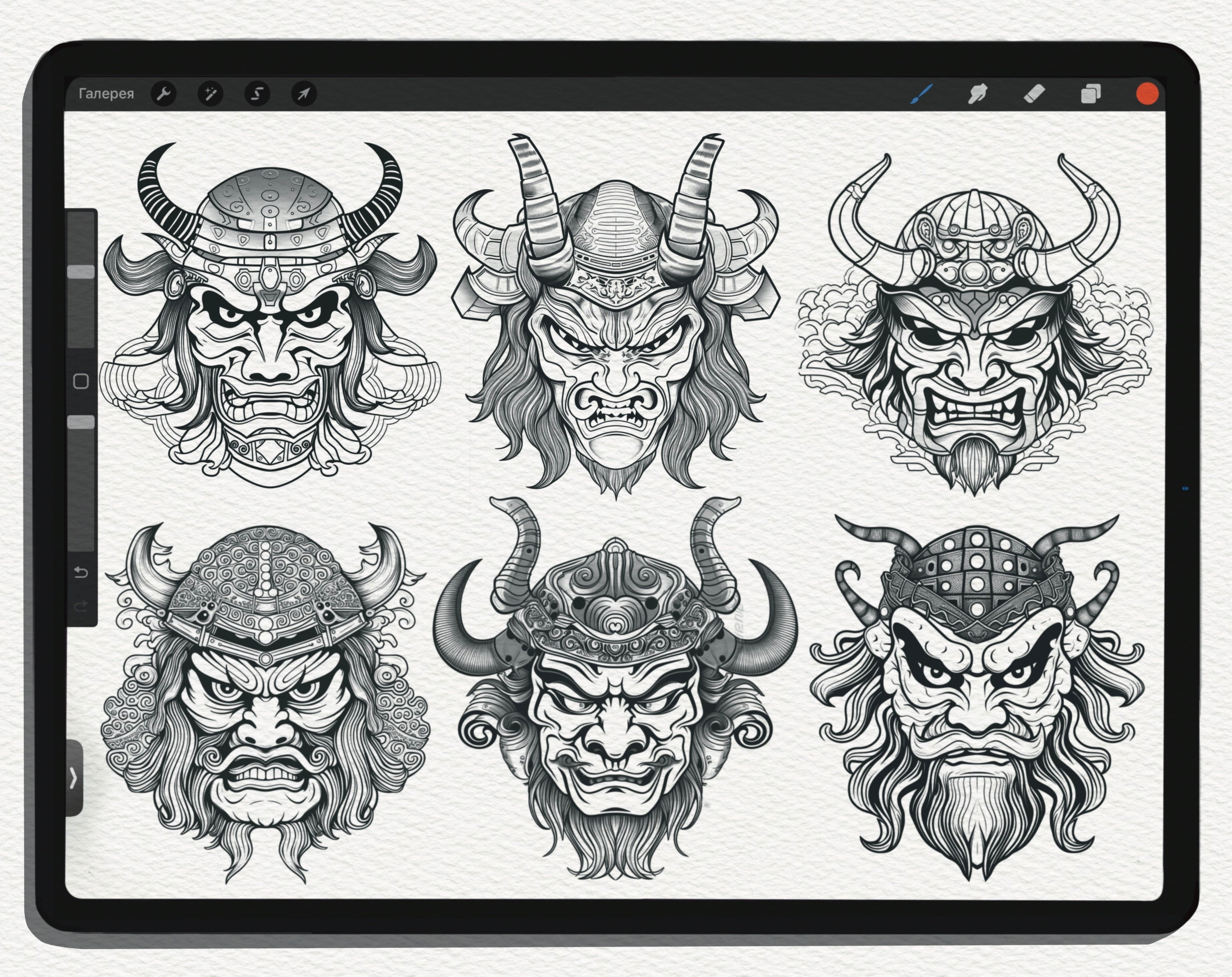 Japanese Demon Masks: 85 Digital Stamps for Your Creativity - Etsy