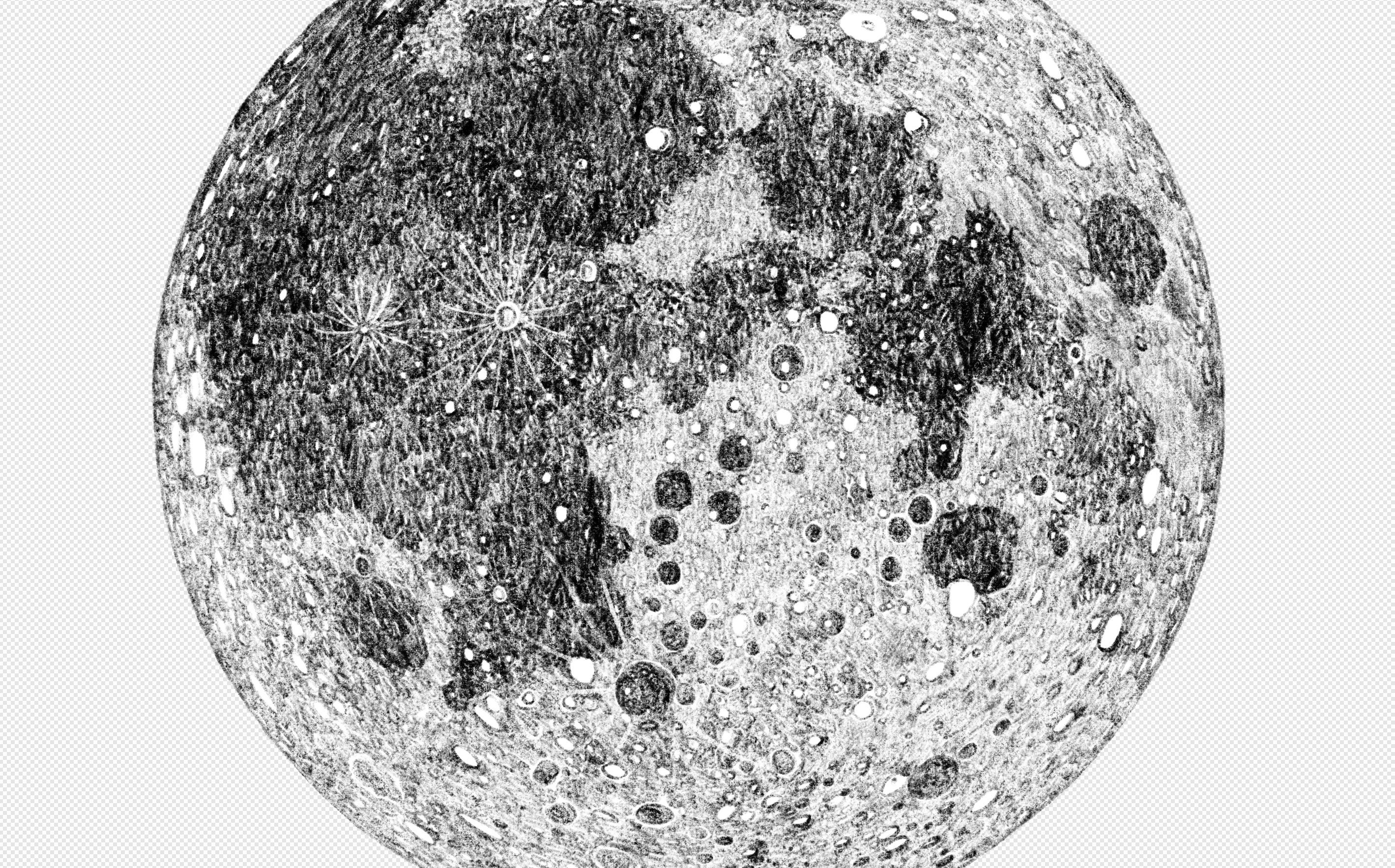 Hand-drawn Full Moon Clipart, Moon PNG Clipart, Instant Download ...