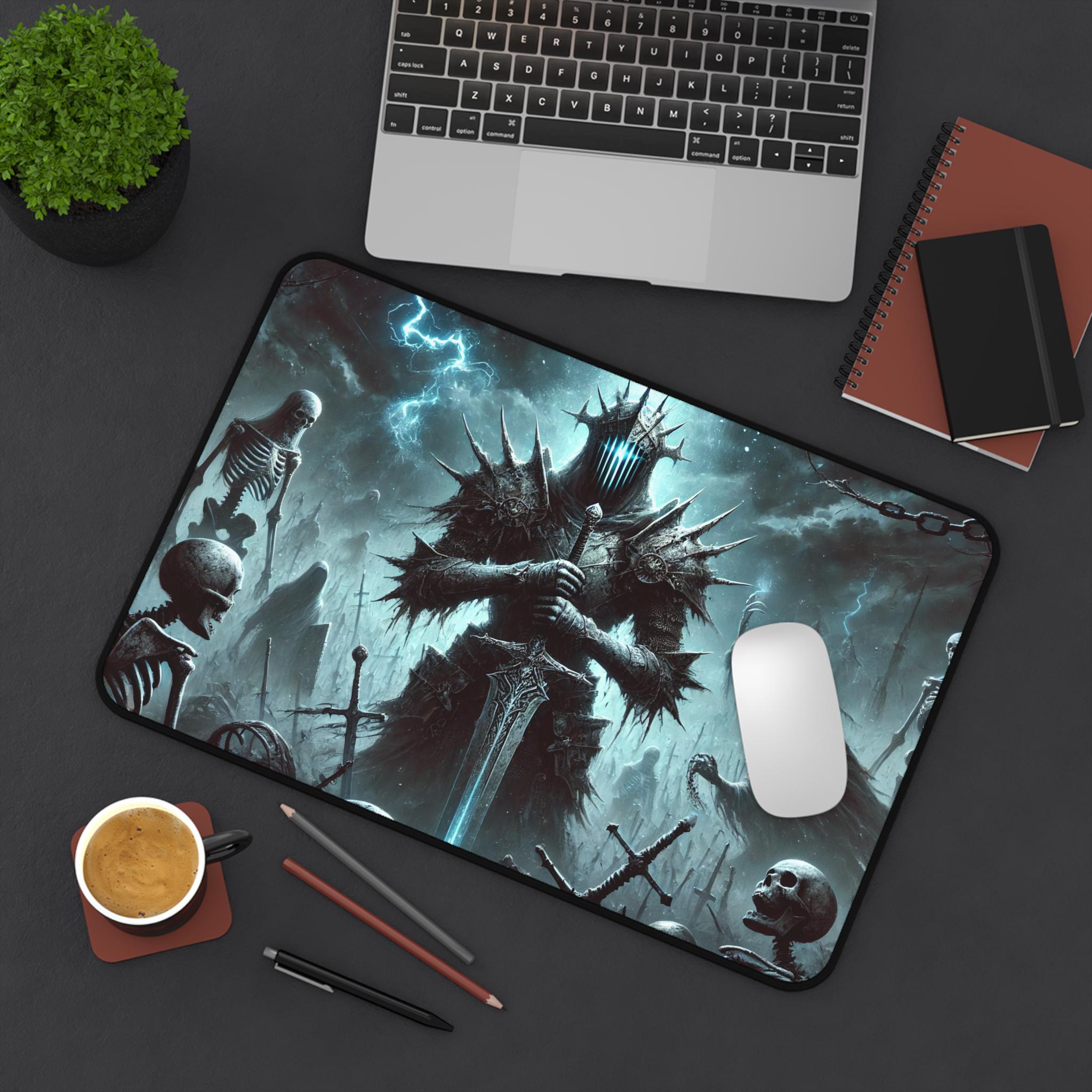 Cursed Warrior of the Abyss Desk Mat - Knight in Spiked Armor Mousepad ...