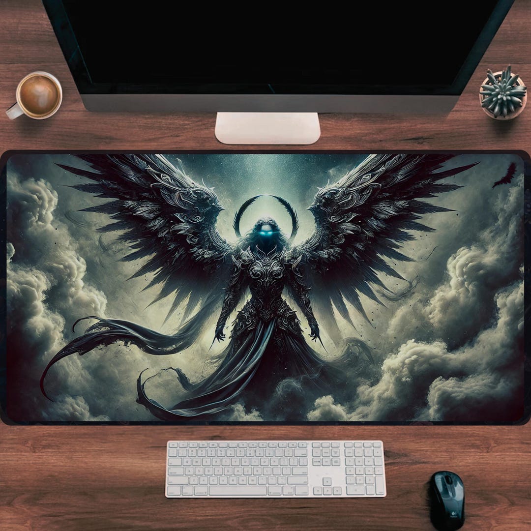 Gothic Fantasy Mouse Pad, Dark Angel Art Desk Mat, Large Format Gaming ...
