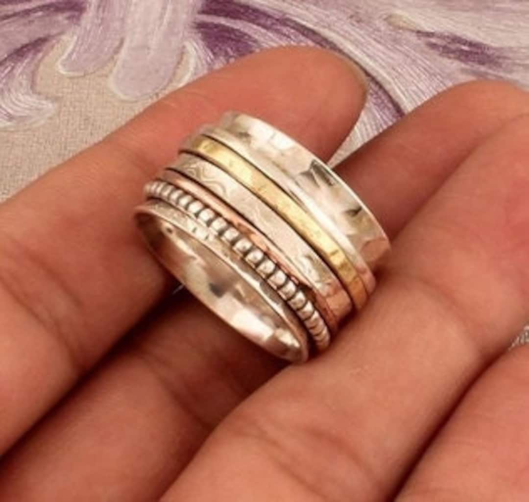 Hammered Silver Solid 925 Sterling Silver Designer Spinner - Etsy