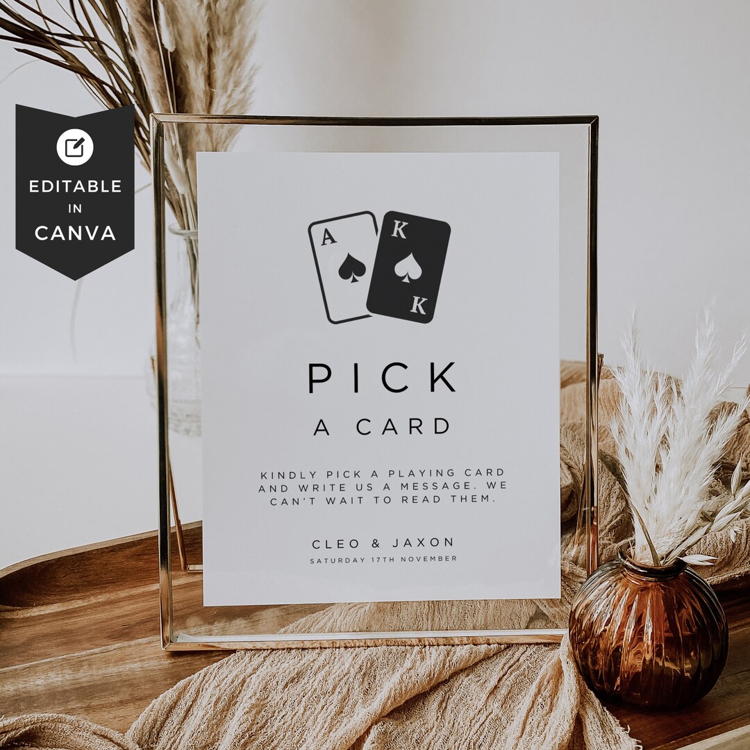 Pick A Card Wedding Guestbook Sign, Pick A Card Guest Book Canva ...