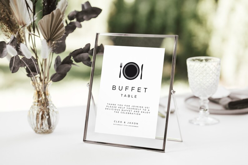Wedding Buffet Menu Sign, Minimalist Grazing Table Wedding Buffet Food ...