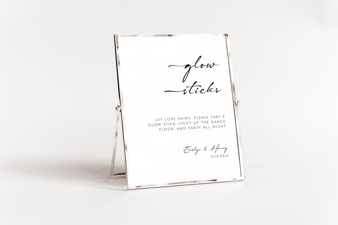 Wedding Reception Glow Sticks Sign Template, Glow Sticks for Wedding ...