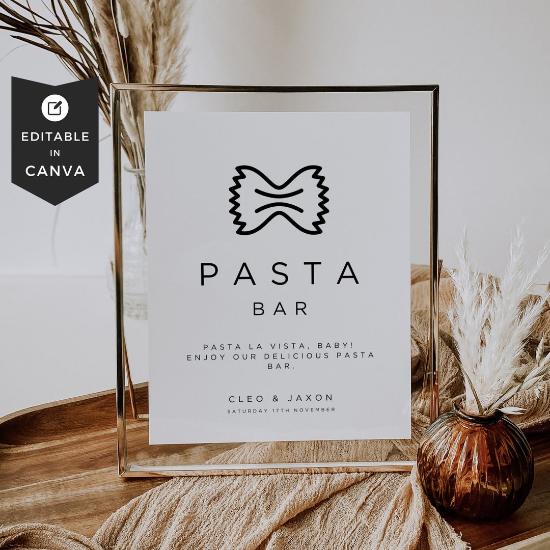 Pasta Sign, Pasta Night Poster Wedding Sign, Wedding Food Bar Menu Sign ...