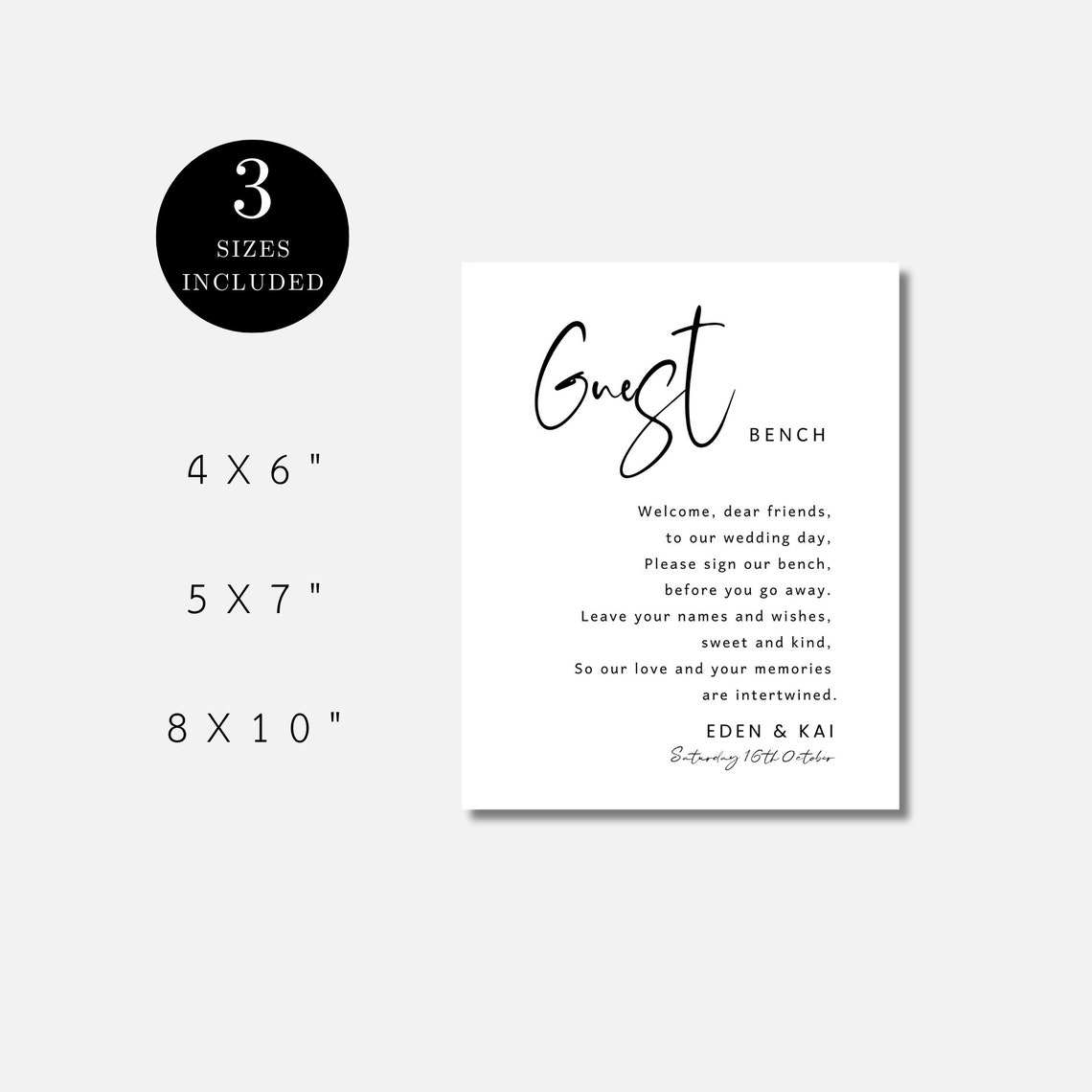 Guest Book Bench, Please Sign Our Guest Bench, Minimal Sign Our Bench ...