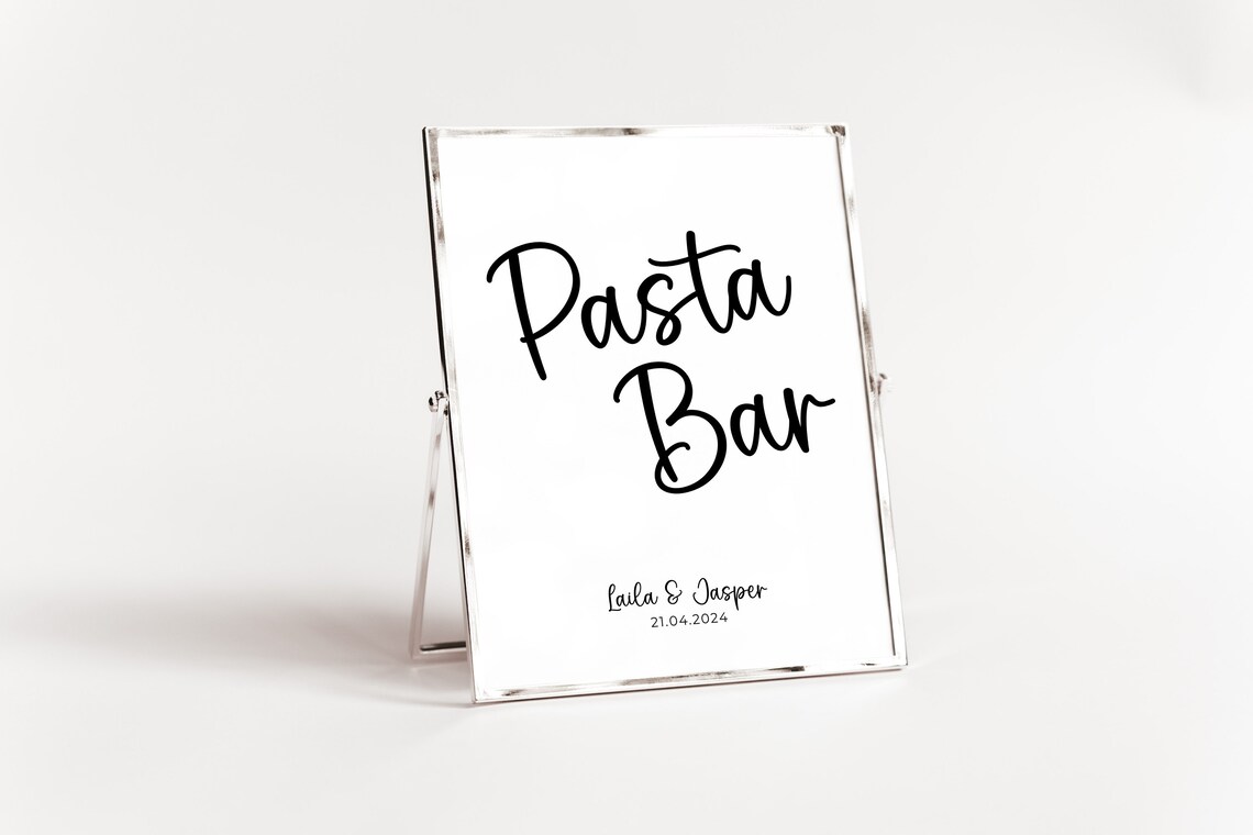 Pasta Bar Sign, Minimalist Pasta Bar Wedding Sign, Grazing Table ...