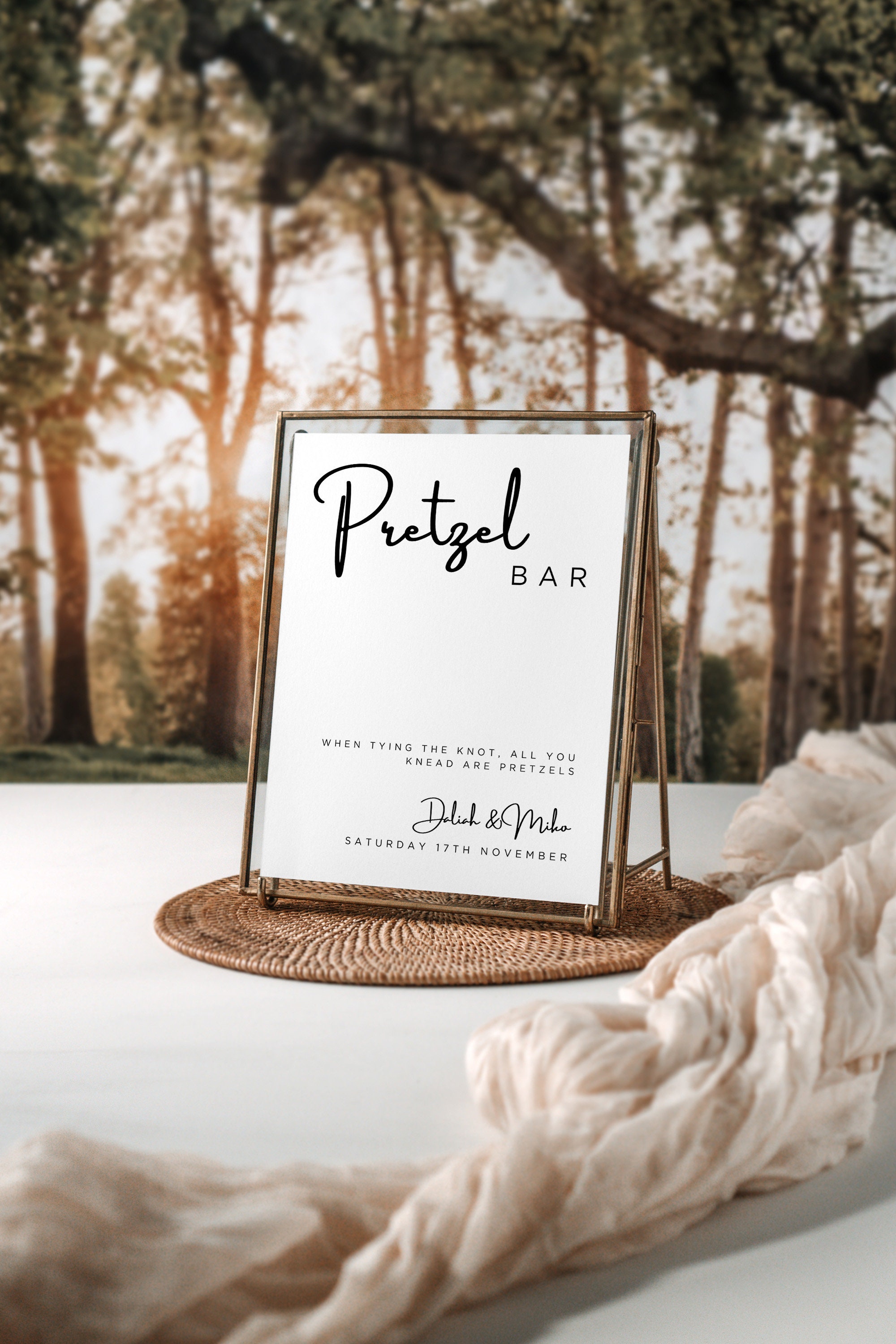 Pretzel Bar Sign, Minimalist Snack Bar Wedding Sign, Grazing Table ...