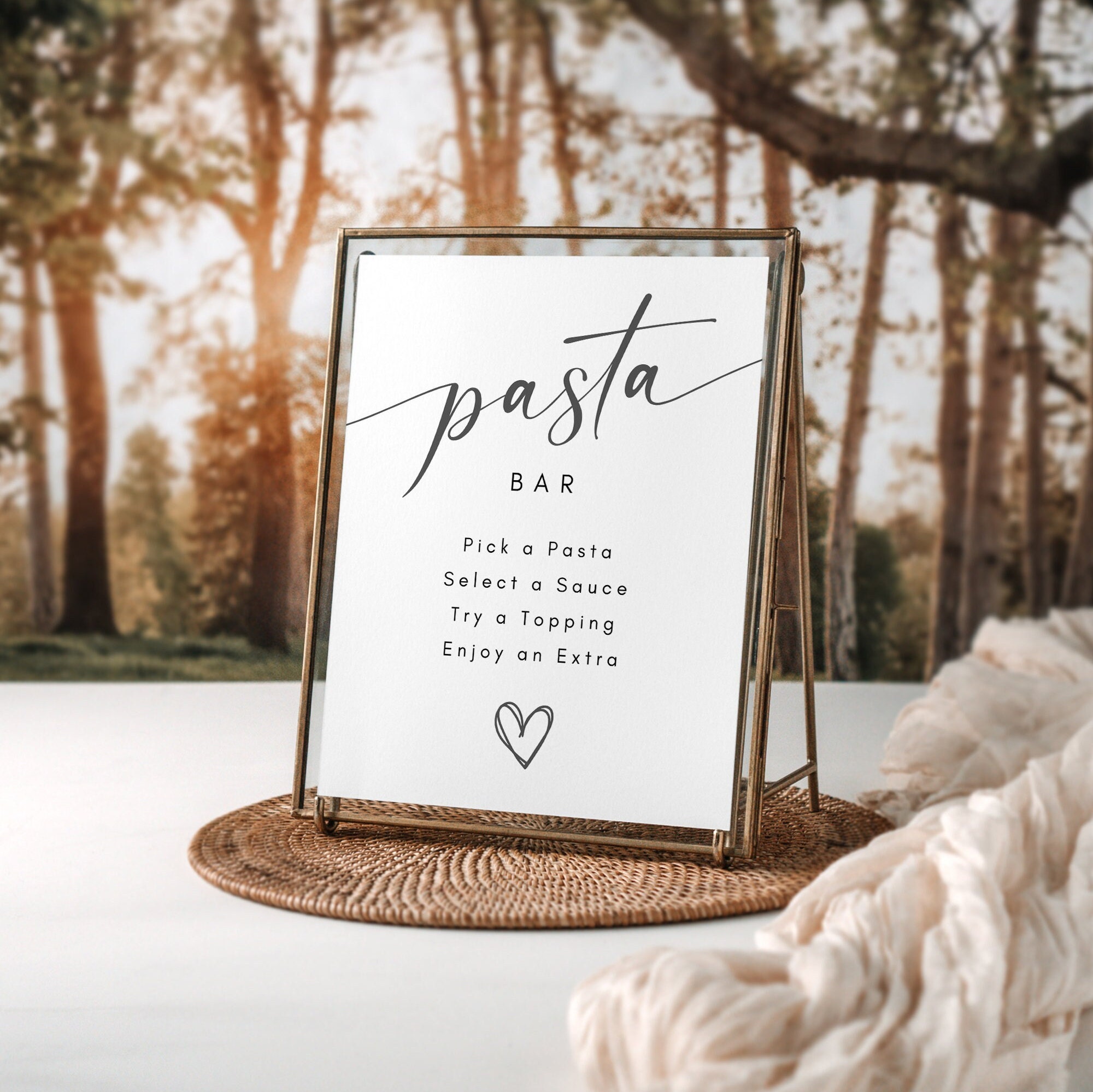 Pasta Bar Sign, Minimalist Pasta Bar Wedding Sign, Grazing Table ...