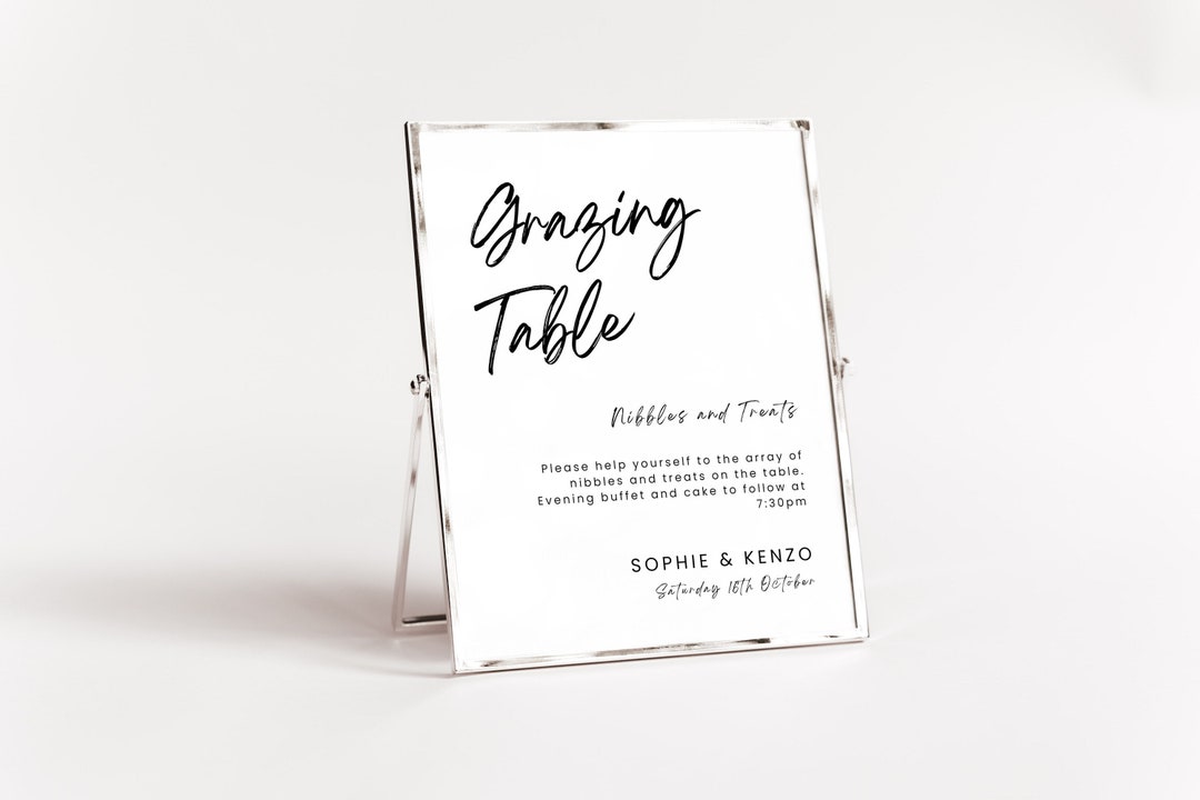 Grazing Table Wedding Buffet Food Sign Canva Template Editable Instant ...