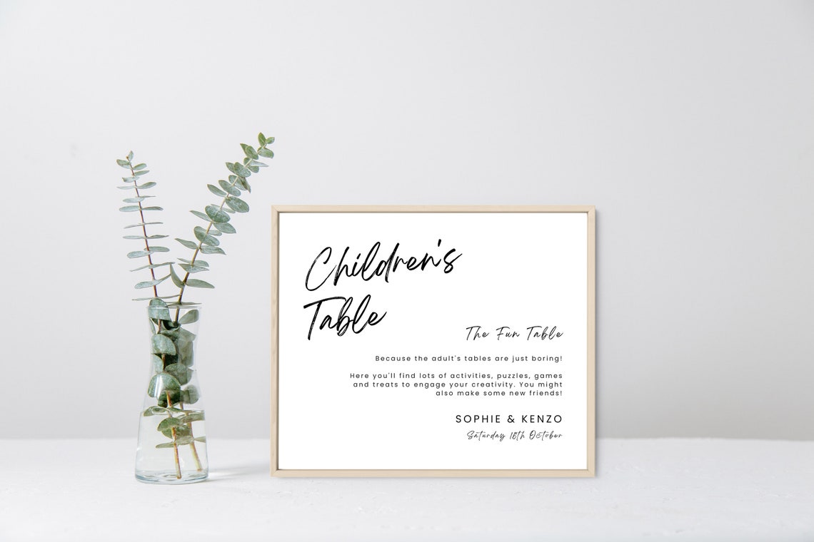Kids Table Wedding Sign Activity Box Canva Template Editable Instant ...