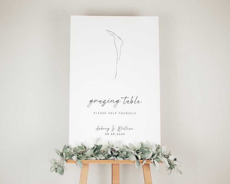 Grazing Table Template, Grazing Table Sign, Minimalist Calla Lily ...