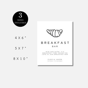 Wedding Breakfast Bar Menu Sign, Minimalist Brunch Table Wedding Buffet ...