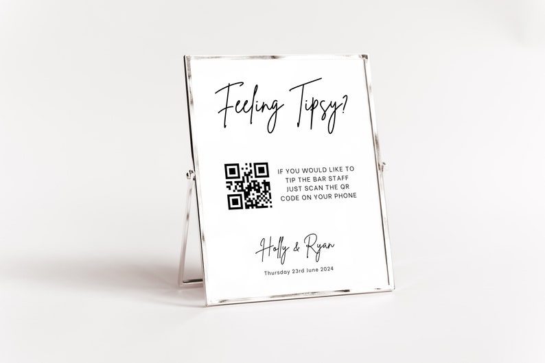 Feeling Tipsy QR Code Sign Wedding Printable Tip Jar Signs - Etsy