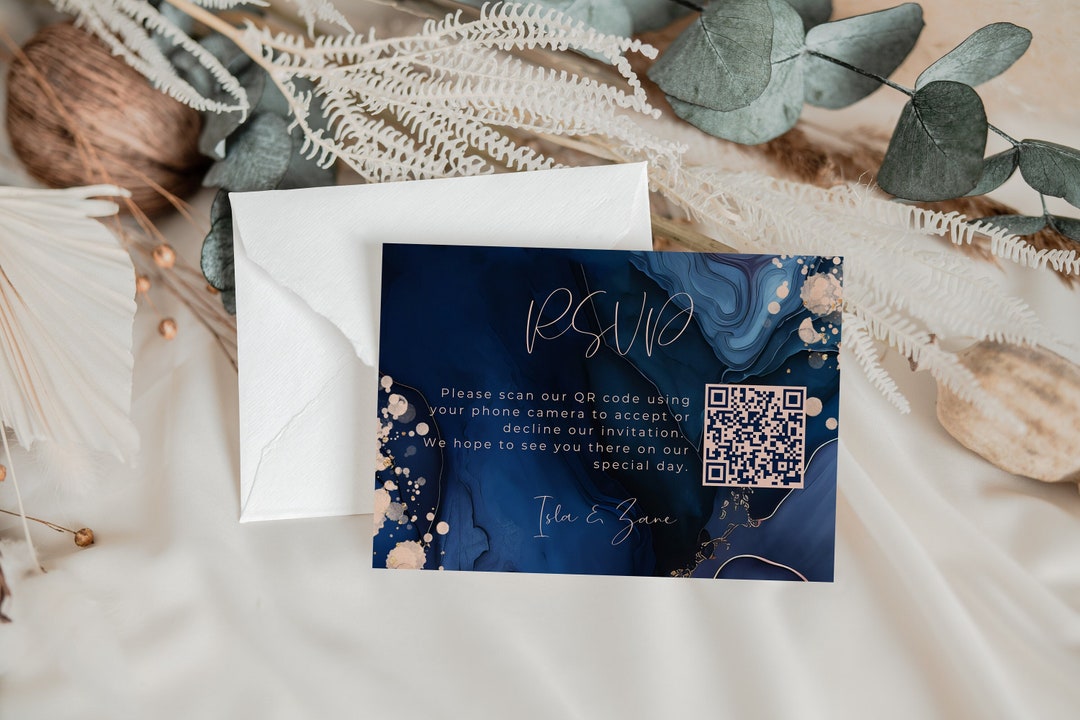 Wedding Invitations With QR Code for RSVP, Unique Abstract Art ...
