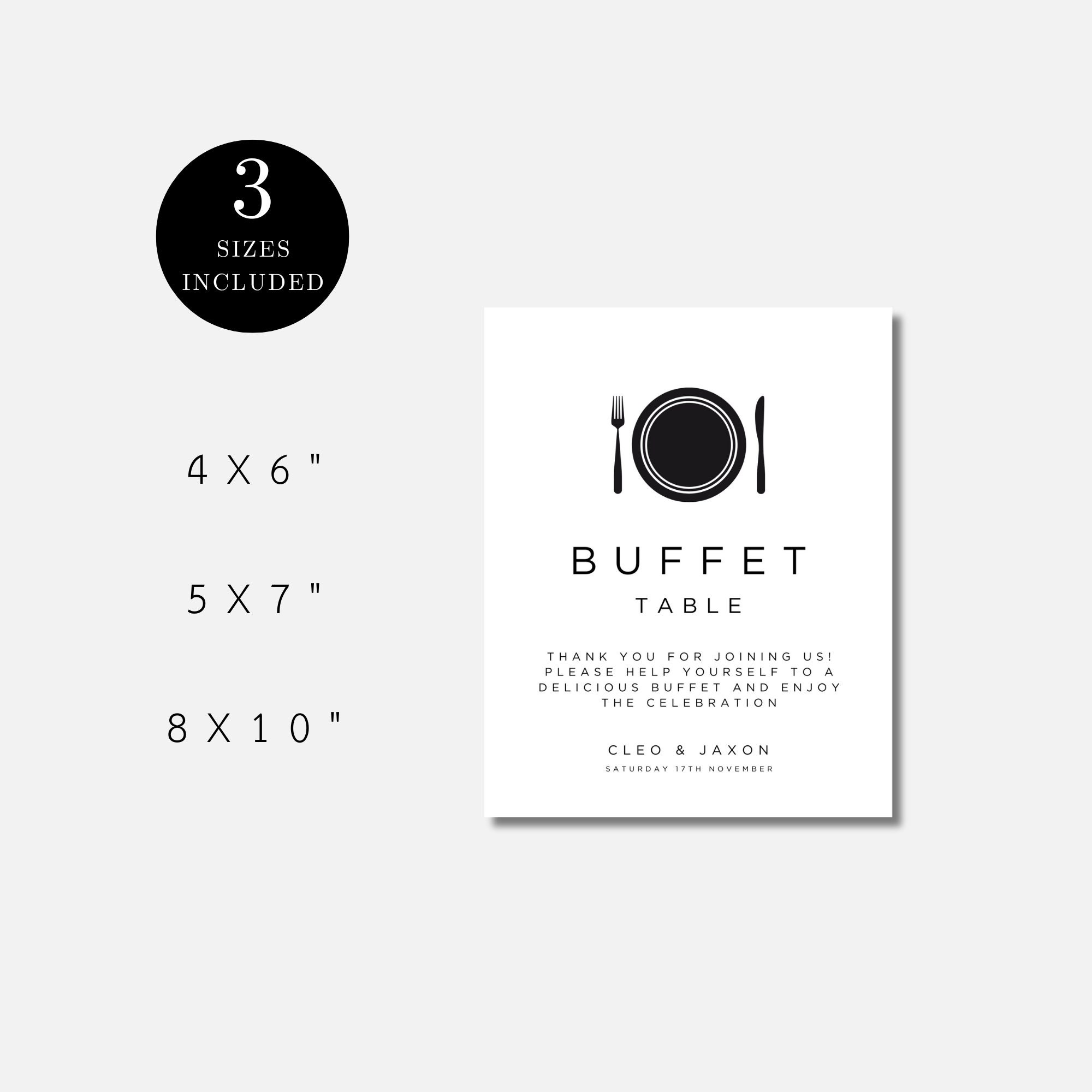 Wedding Buffet Menu Sign, Minimalist Grazing Table Wedding Buffet Food ...