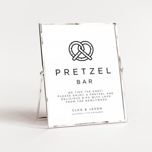 Tie the Knot Wedding Sign, Pretzel Bar Canva Template, Sweet Savoury ...