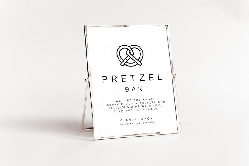 Tie the Knot Wedding Sign, Pretzel Bar Canva Template, Sweet Savoury ...