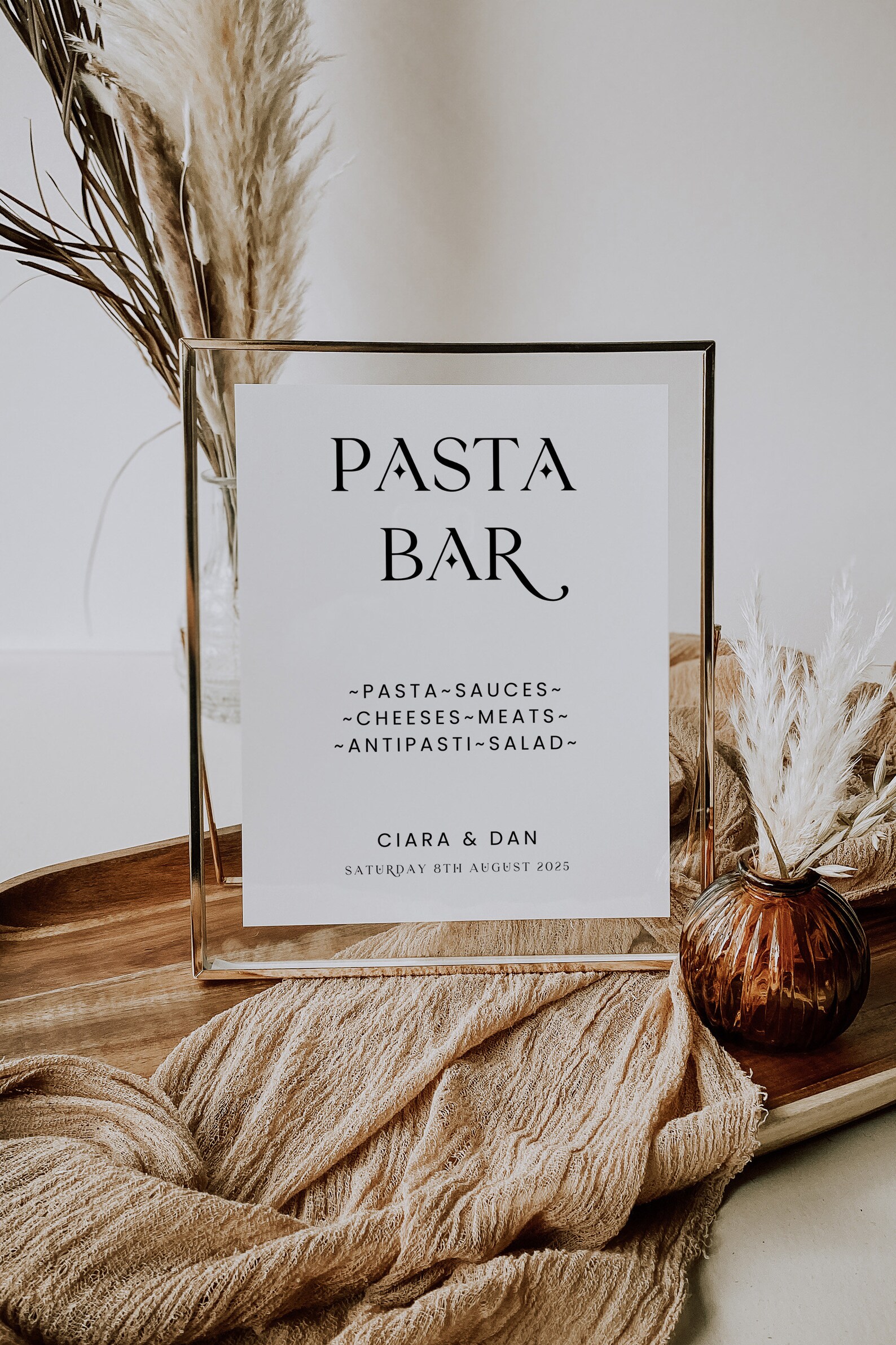 Pasta Bar Sign, Minimalist Pasta Bar Wedding Sign, Grazing Table ...