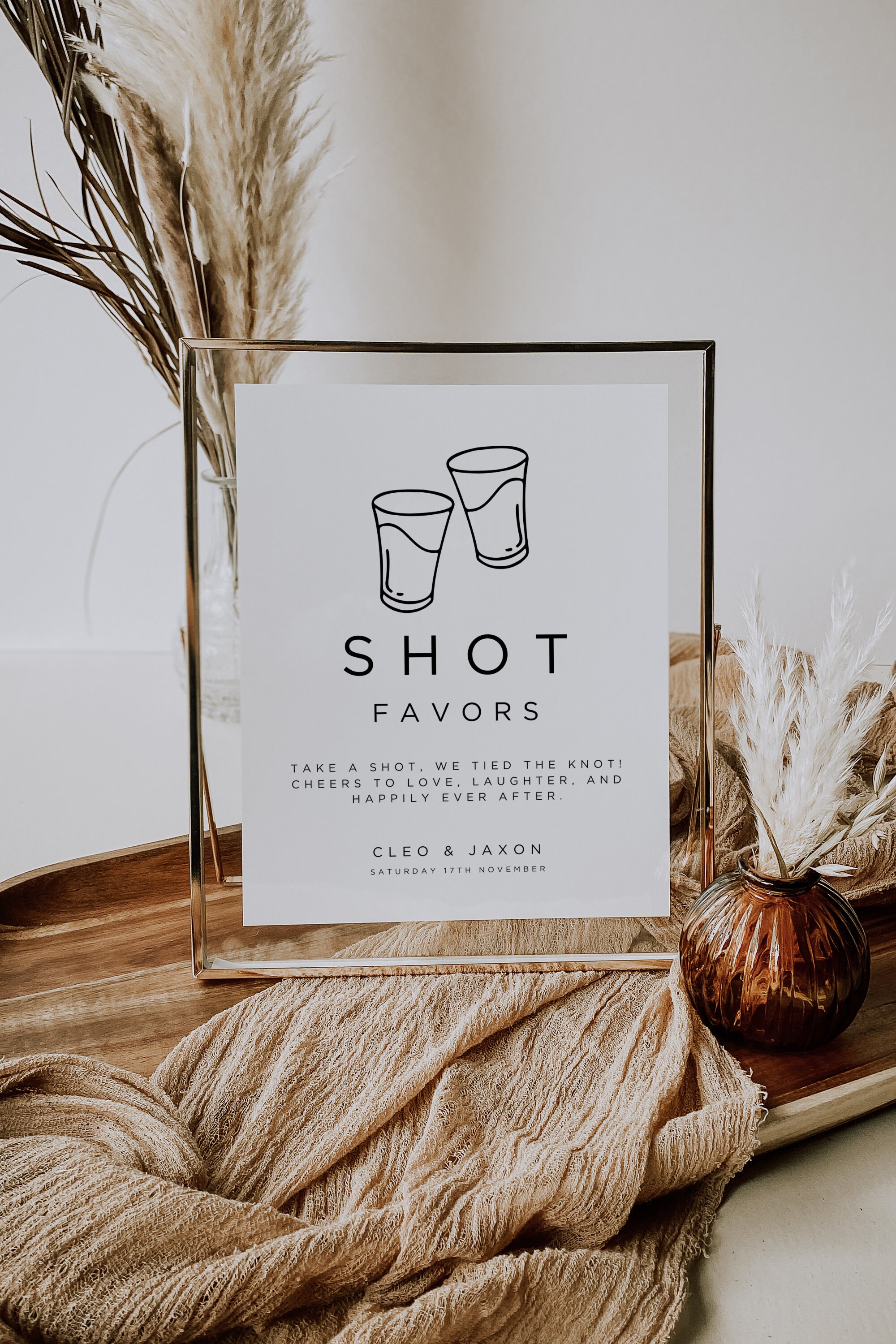 Take A Shot We Tied the Know Wedding Favor Sign, Shot Wedding Sign ...